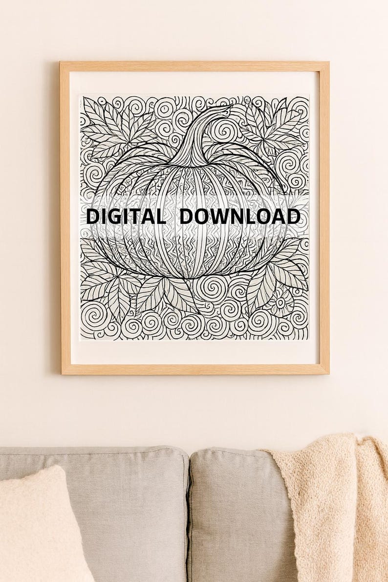 Pumpkin Mandala Coloring Page, Fall Printable Art, Adult Mindfulness ...