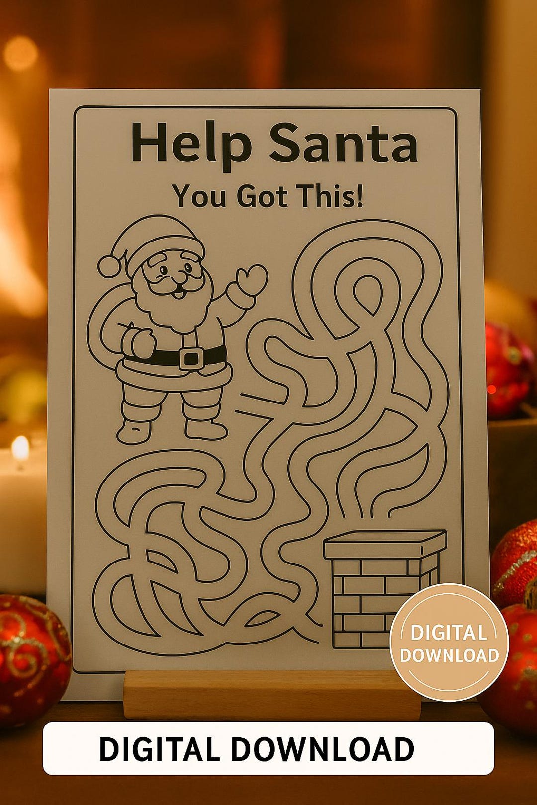 Santa Maze Printable | Kids Christmas Activity (digital Download) - Etsy