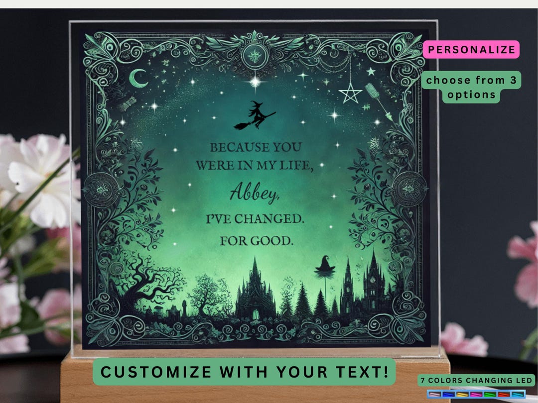 Personalized Wicked Inspired Acrylic LED Light, Christmas Gift Daughter ...