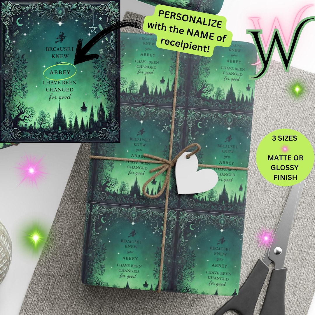 Personalized Wicked Inspired Gift Wrapping Paper Roll With Name of ...