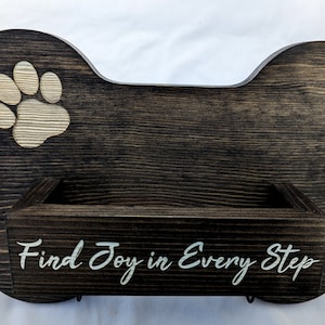 Dog Bone Shaped Wall Shelf - “find Joy in Every Step” With Two Hooks ...