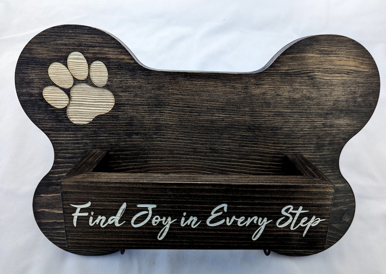 Dog Bone Shaped Wall Shelf - “find Joy in Every Step” With Two Hooks ...