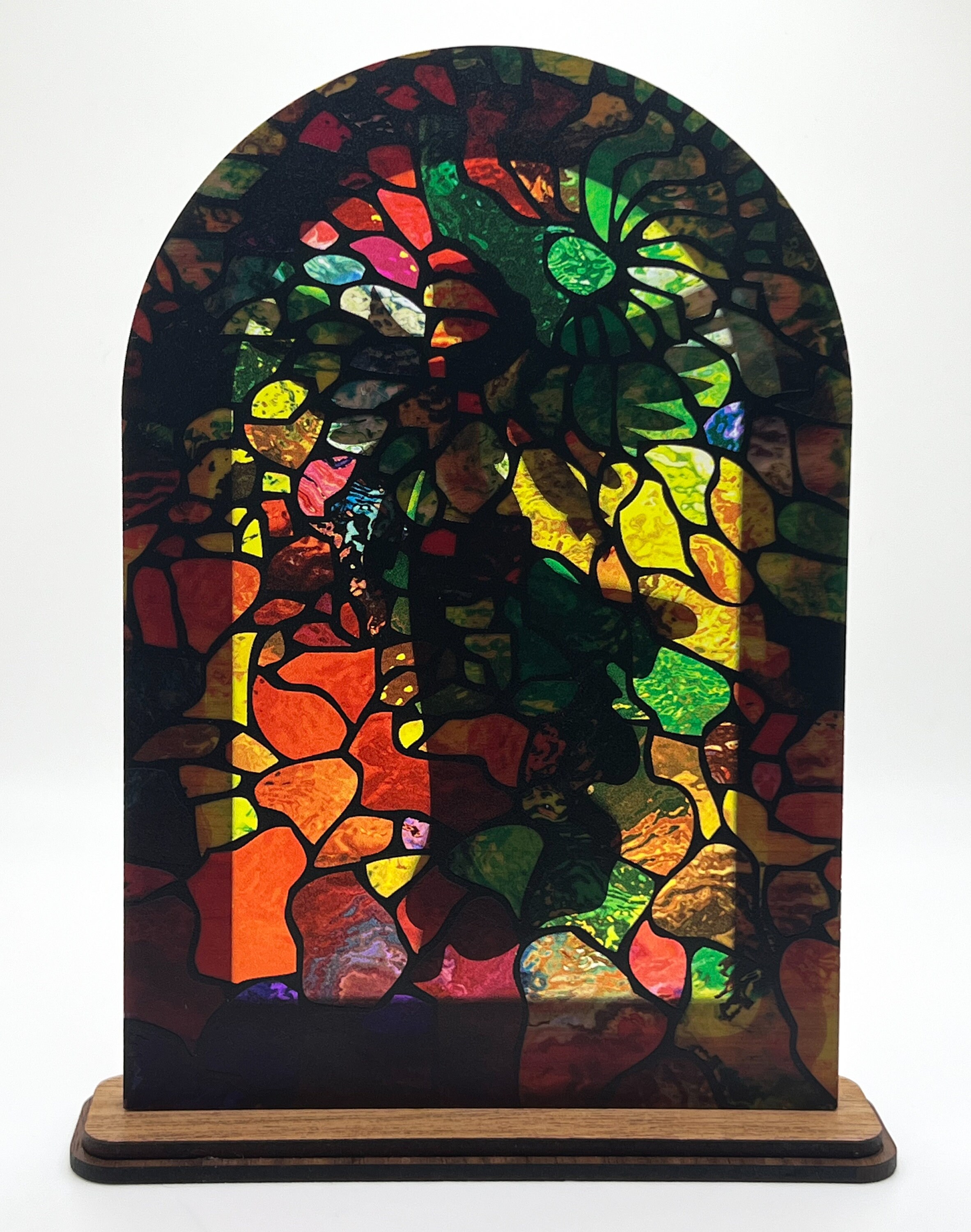 Wooden Arch Decor With Angel and Faux Stained Glass Backing - Etsy