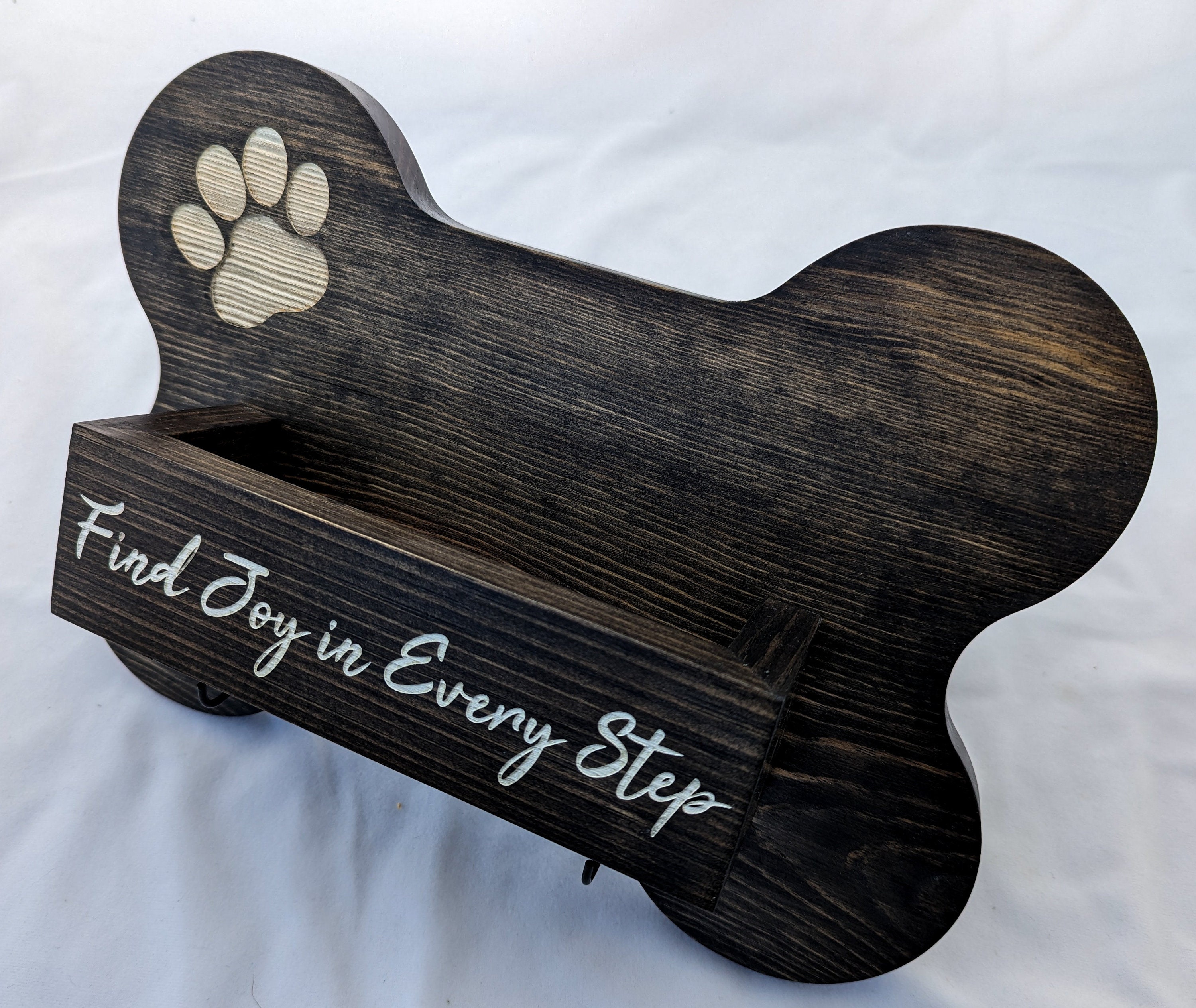 Dog Bone Shaped Wall Shelf - “find Joy in Every Step” With Two Hooks ...