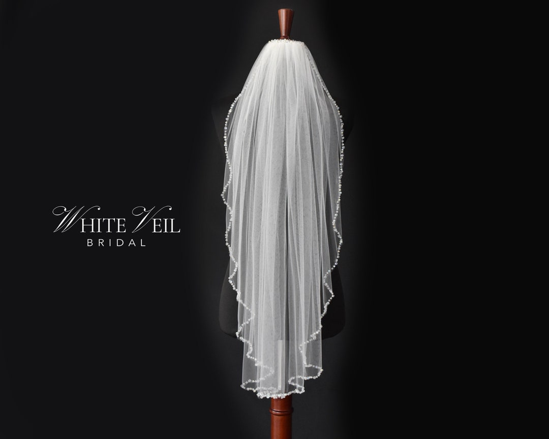 Crystal Beaded Veil, Shine Wedding Veil, Fingertip Veil, Cathedral Veil ...