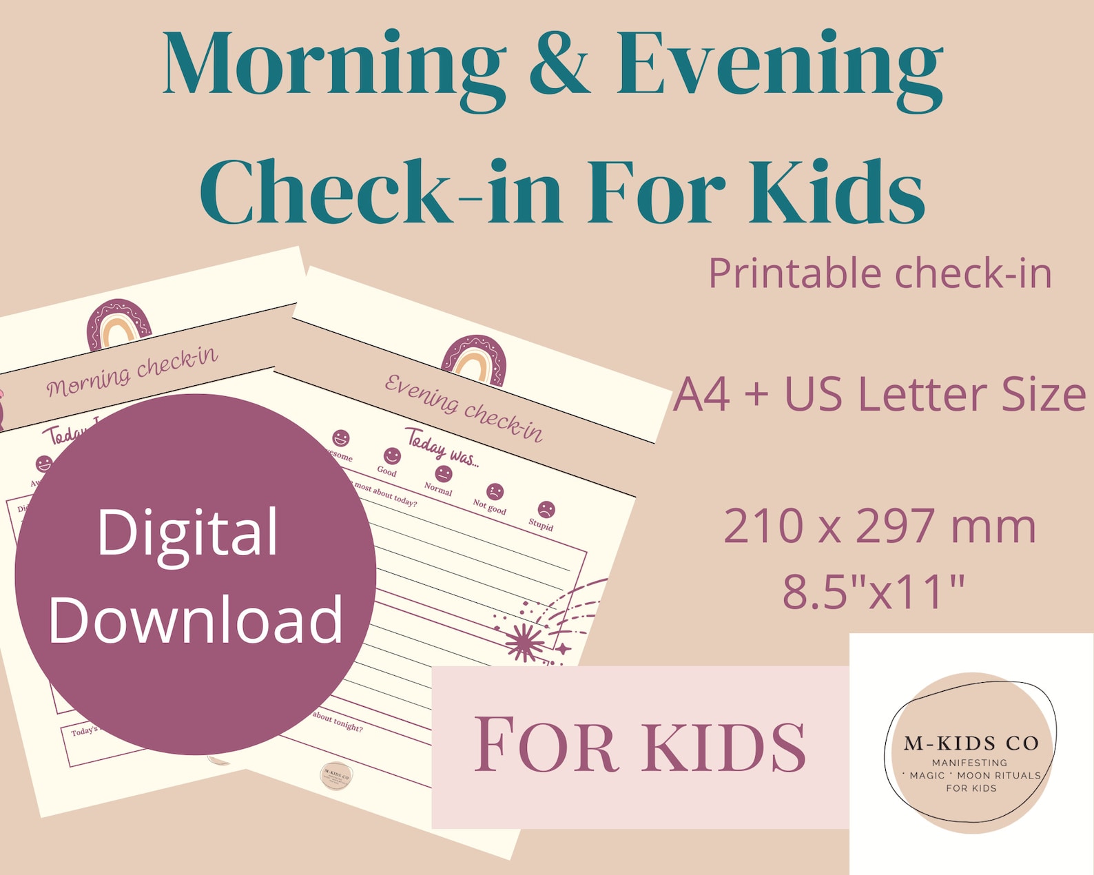 Morning Checkin and Evening Checkin Kids Printable, Spiritual Routine ...