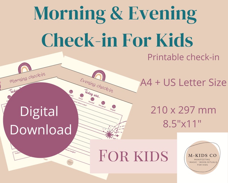 Morning Checkin and Evening Checkin Kids Printable, Spiritual Routine ...