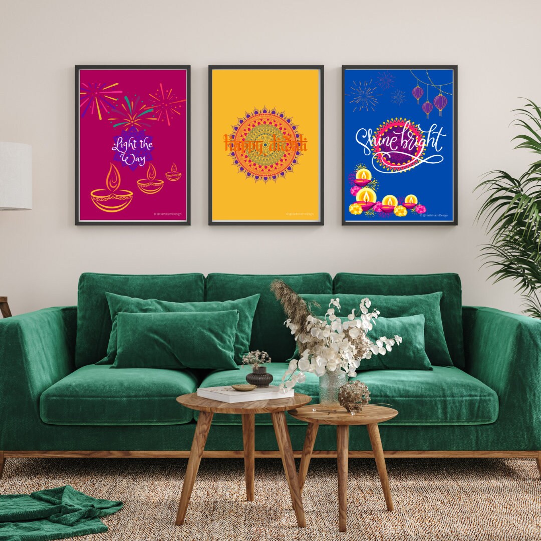 Desi Diwali Collection Three Design Modern Pop Art Style Printable ...