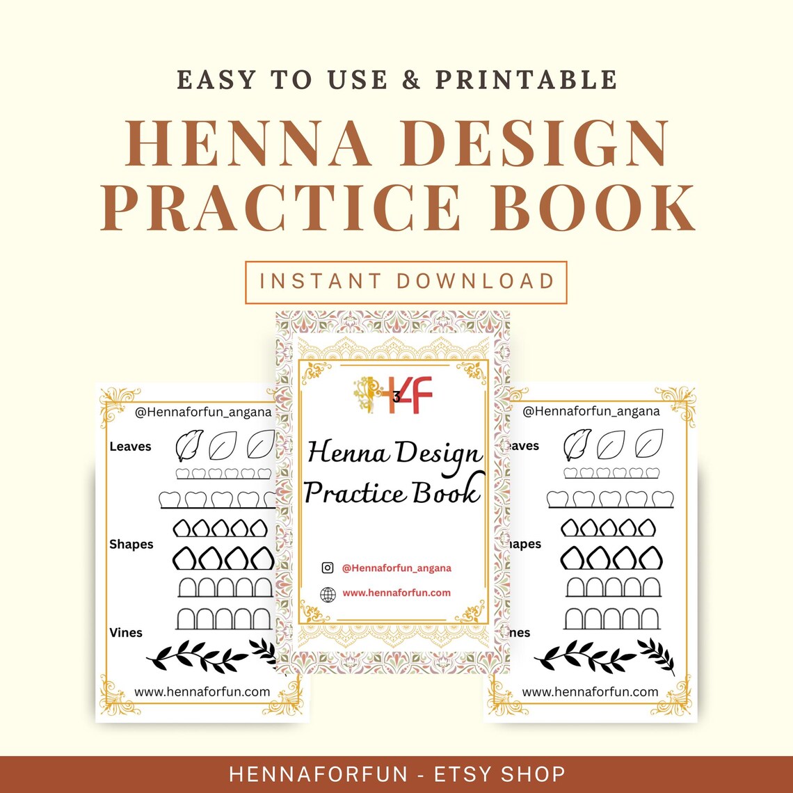 Henna Design Practice Book: Mehndi Workbook for Beginners (digital PDF ...