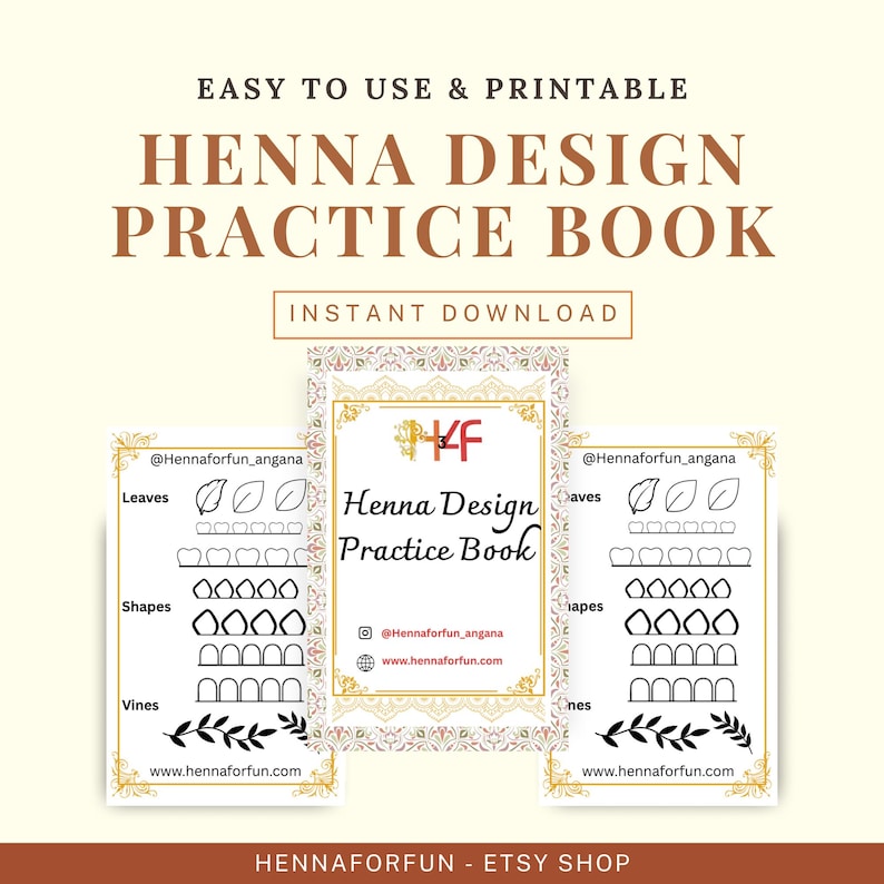 Henna Design Practice Book: Mehndi Workbook for Beginners (digital PDF ...