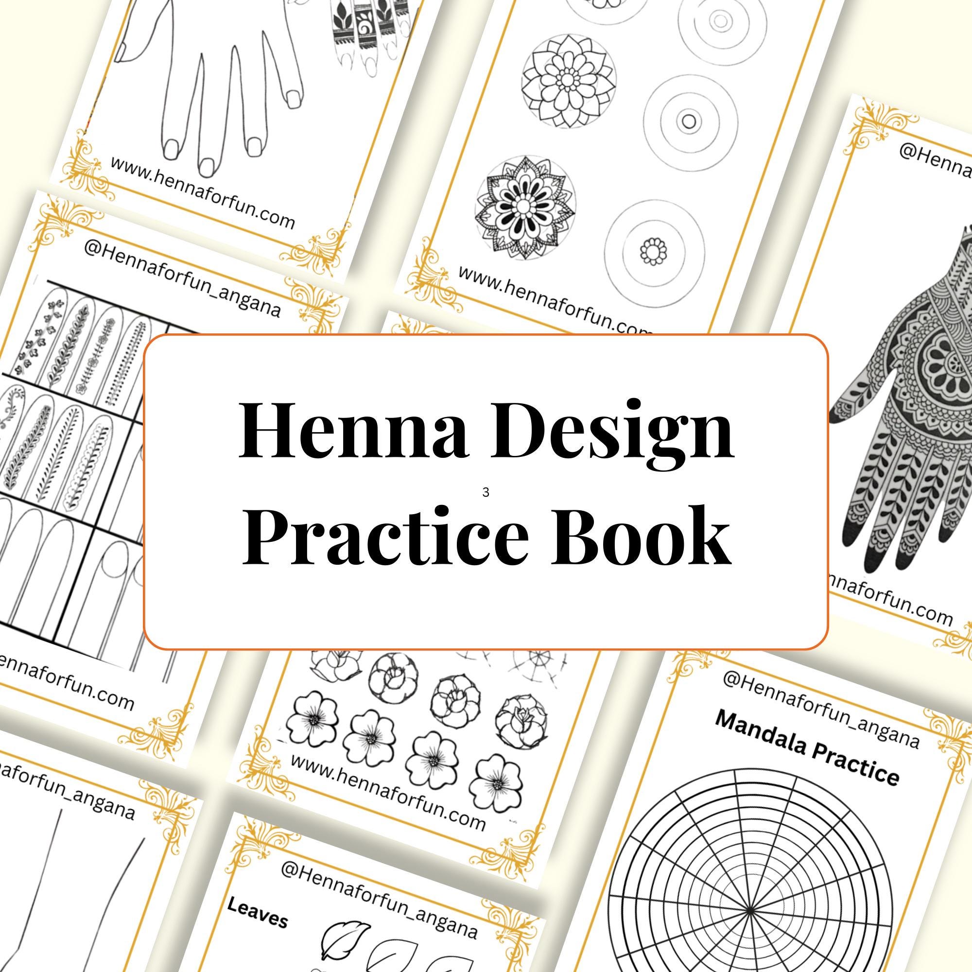 Henna Design Practice Book: Mehndi Workbook for Beginners (digital PDF ...