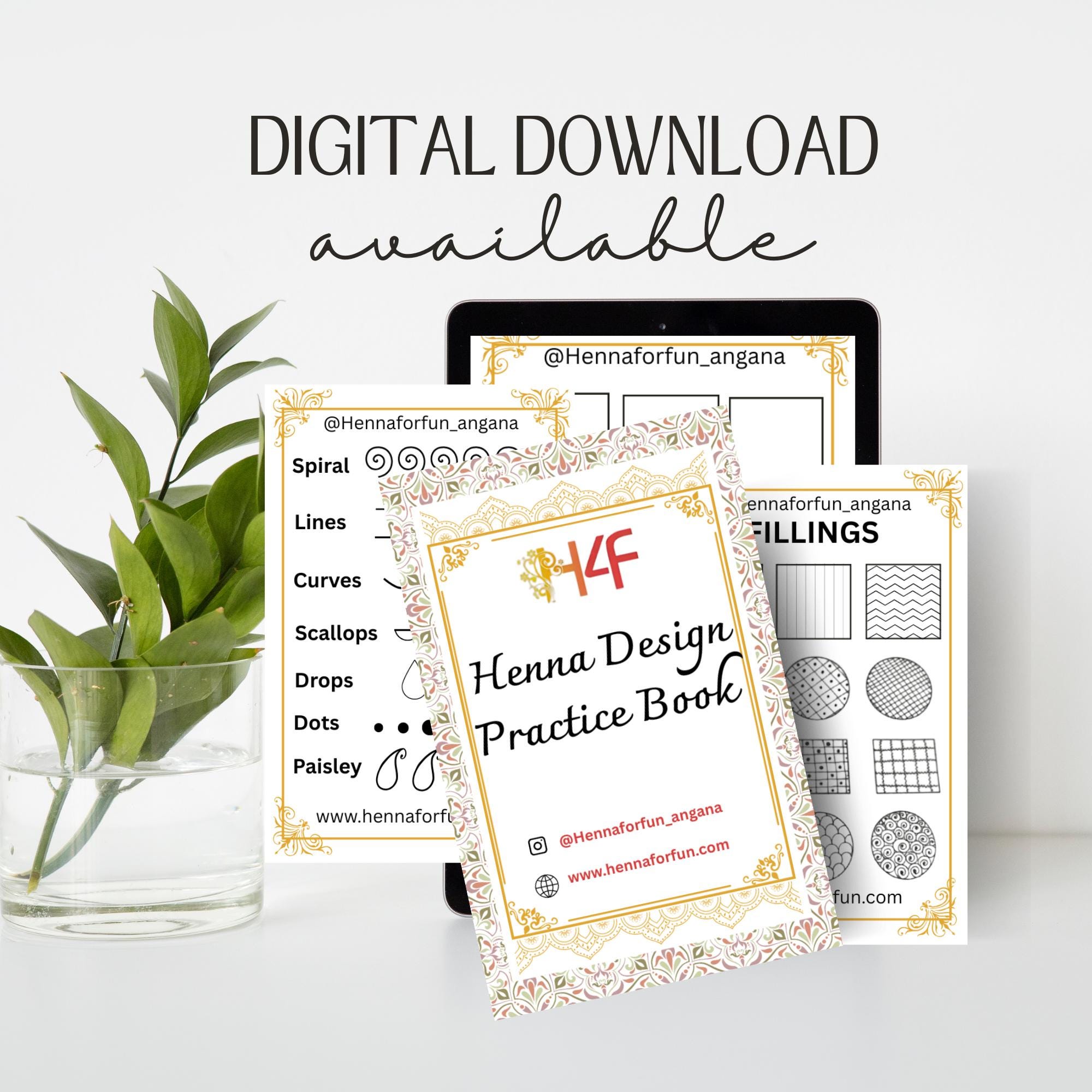 Henna Design Practice Book: Mehndi Workbook for Beginners (digital PDF ...