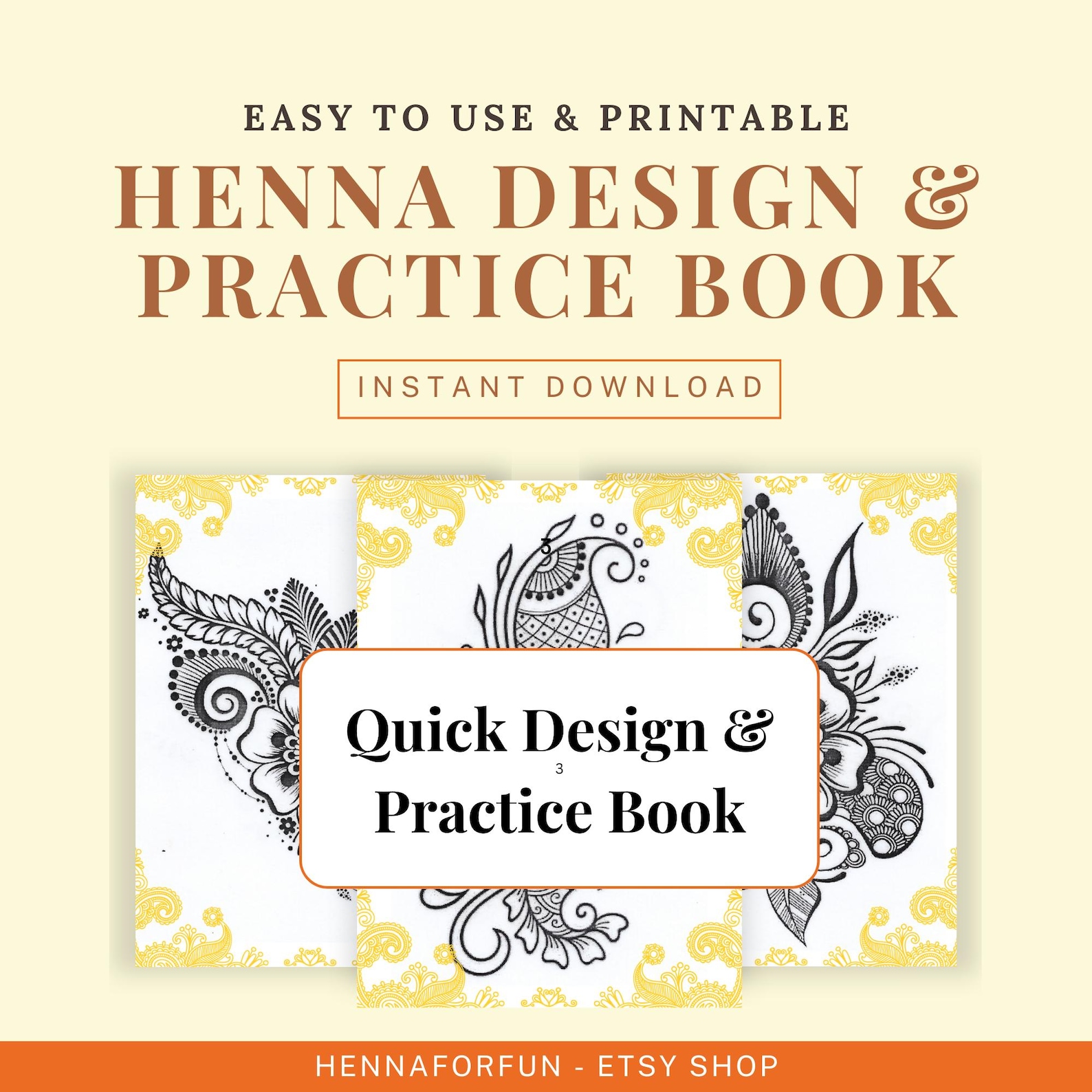Henna Quick Design and Practice Template, DIY Henna Patterns, Henna Art ...