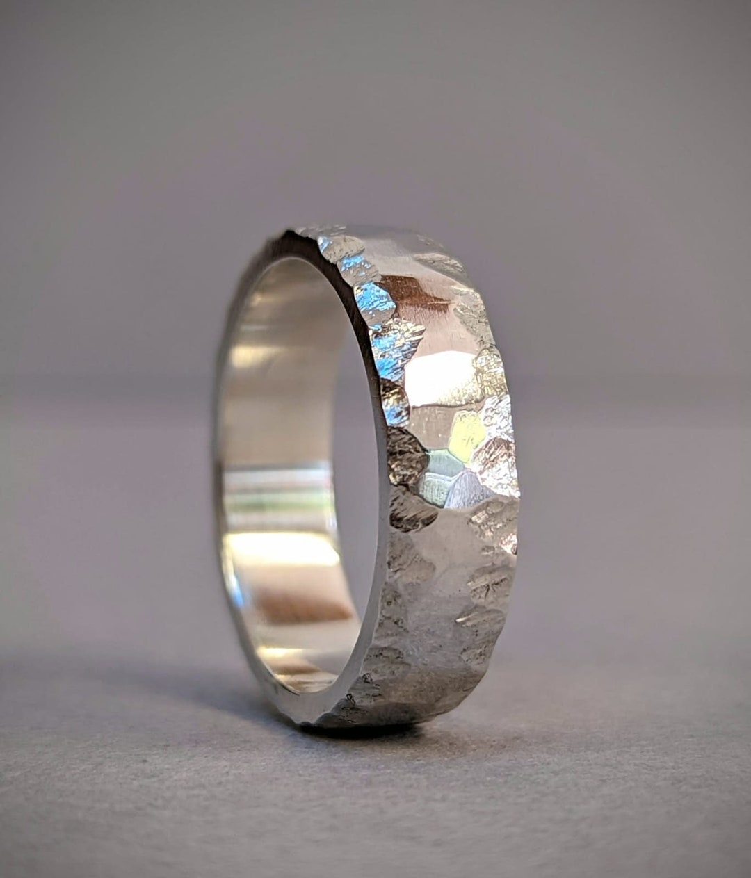 Solid Silver Rustic Forged Ring - Etsy