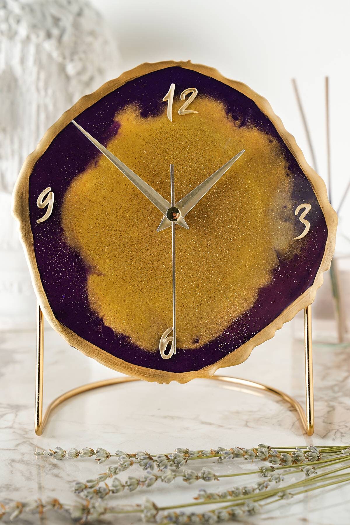 Epoxy Table Clock,small Desk Clock,modern Clock for Desk, Office Desk ...