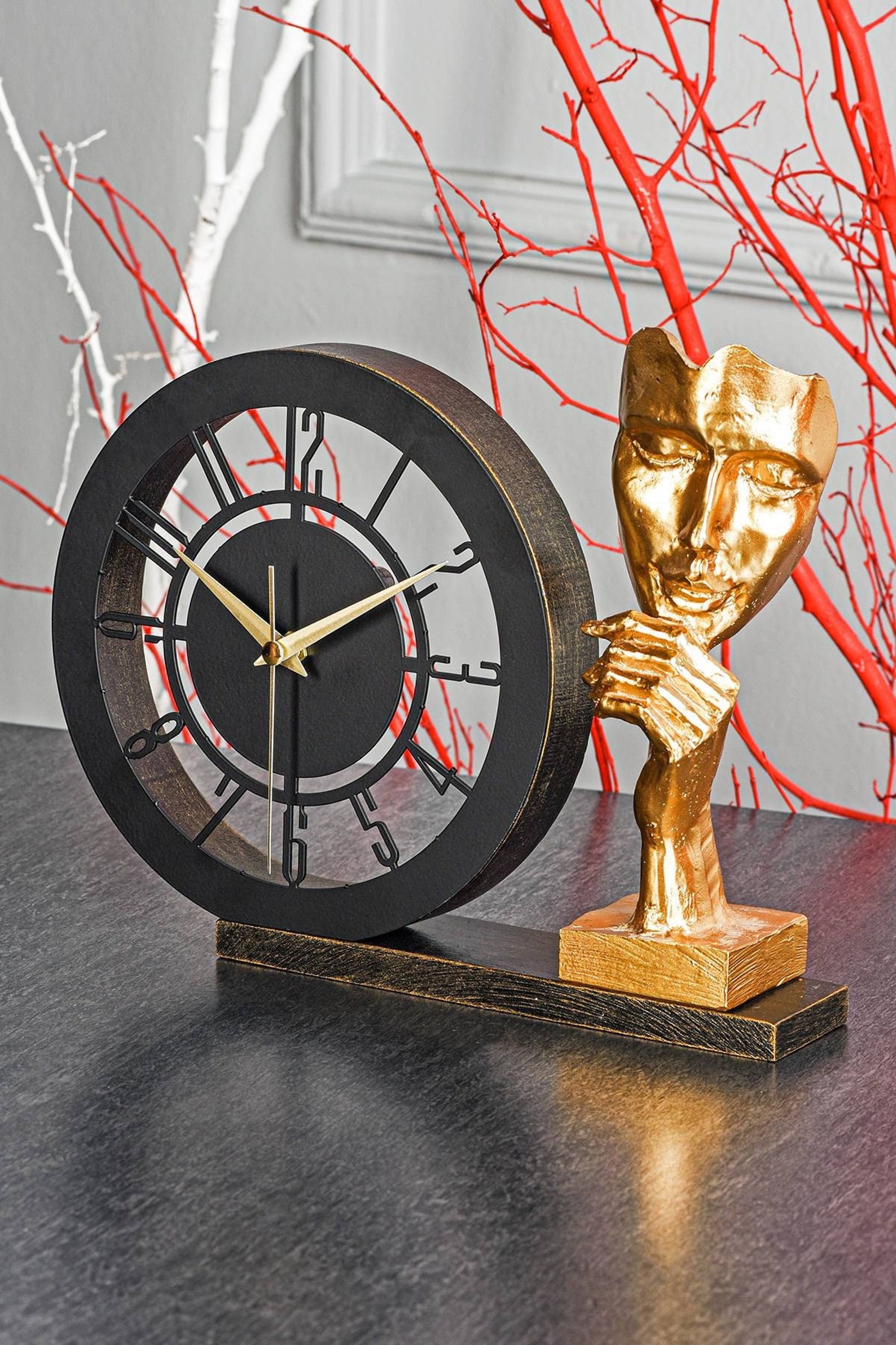 Renaissance Statue Desk Clock, Modern Desk Clock, Metal Clock for Desk ...