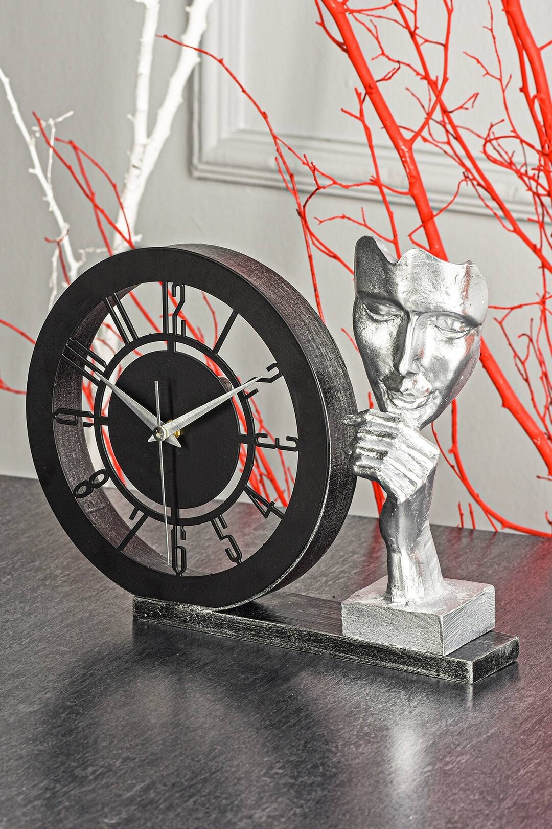 Renaissance Statue Desk Clock Modern Desk Clock Metal Clock - Etsy