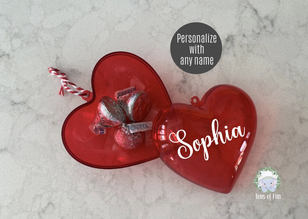 Personalized Fillable Heart, Personalized Valentine Favor, Classroom ...