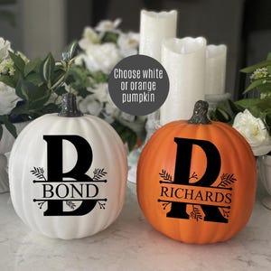 Personalized Pumpkin, Custom Monogram White Pumpkin, Fall Decor, Last ...