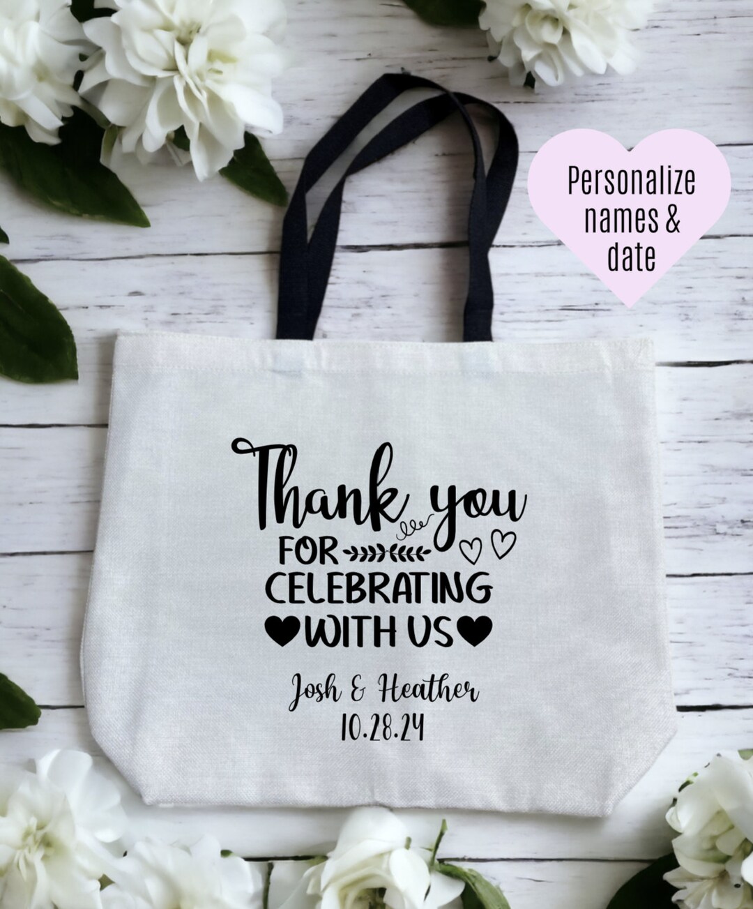 Personalized Wedding Welcome Tote Bag, Custom Wedding Couple Gift ...