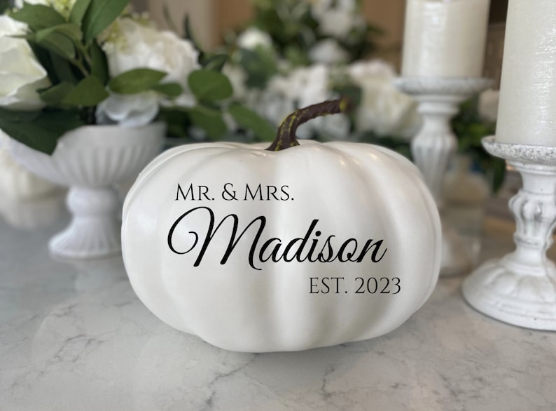 Personalized Pumpkin, Mr. & Mrs., Sweetheart Table, Bridal Shower Gift ...