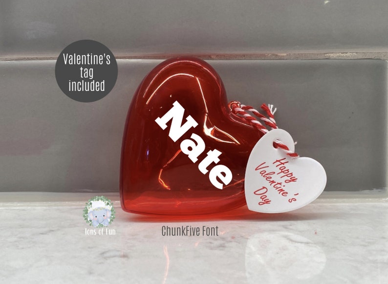 Personalized Fillable Heart, Personalized Valentine Favor, Classroom ...