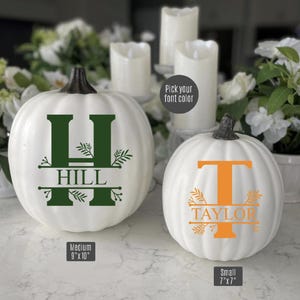 Personalized Pumpkin, Custom Monogram White Pumpkin, Fall Decor, Last ...