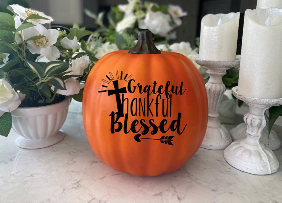 Personalized Pumpkin, Custom Pumpkin, Religious Cross Pumpkin, Grateful ...