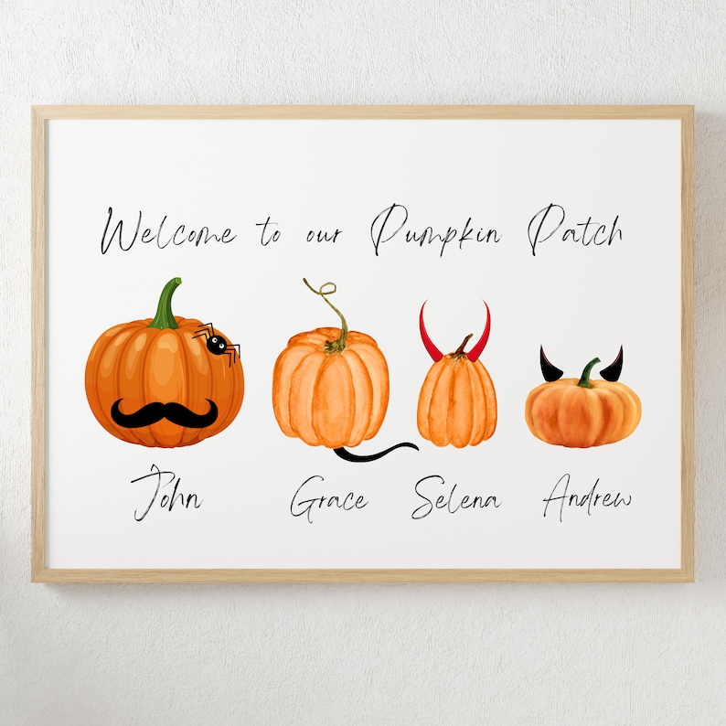 Family Pumpkin Patch Print, Halloween Autumn Decor, Halloween Custom ...