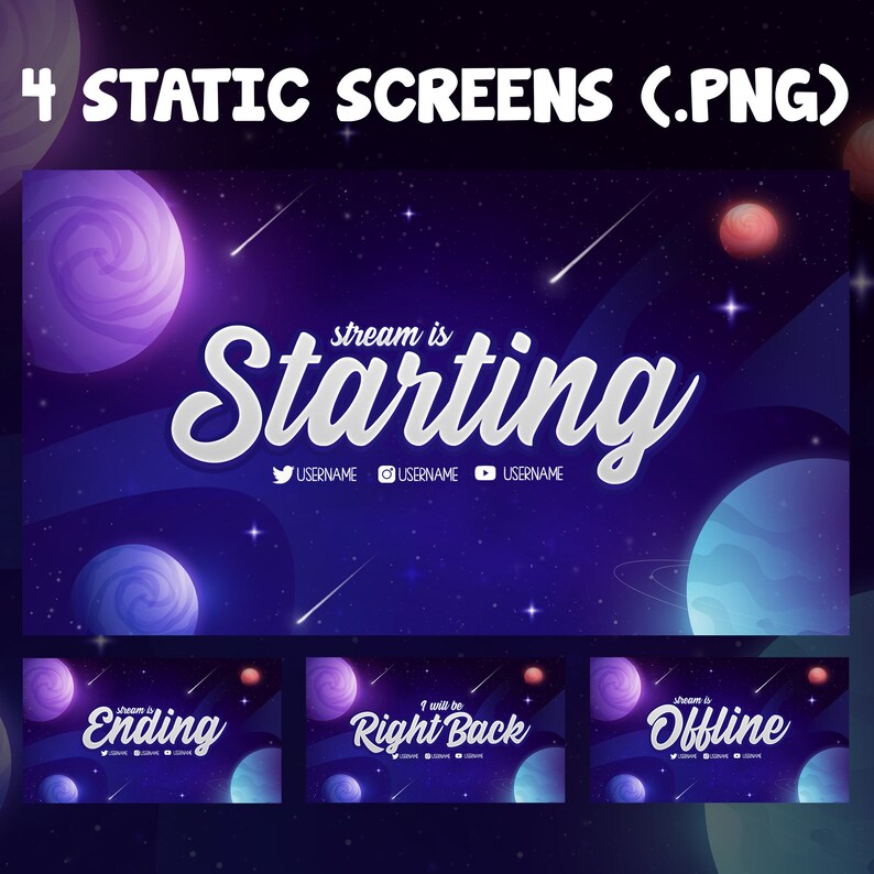 Twitch Space Stream Package Twitch Alerts Screens Panels Galaxy Stars ...