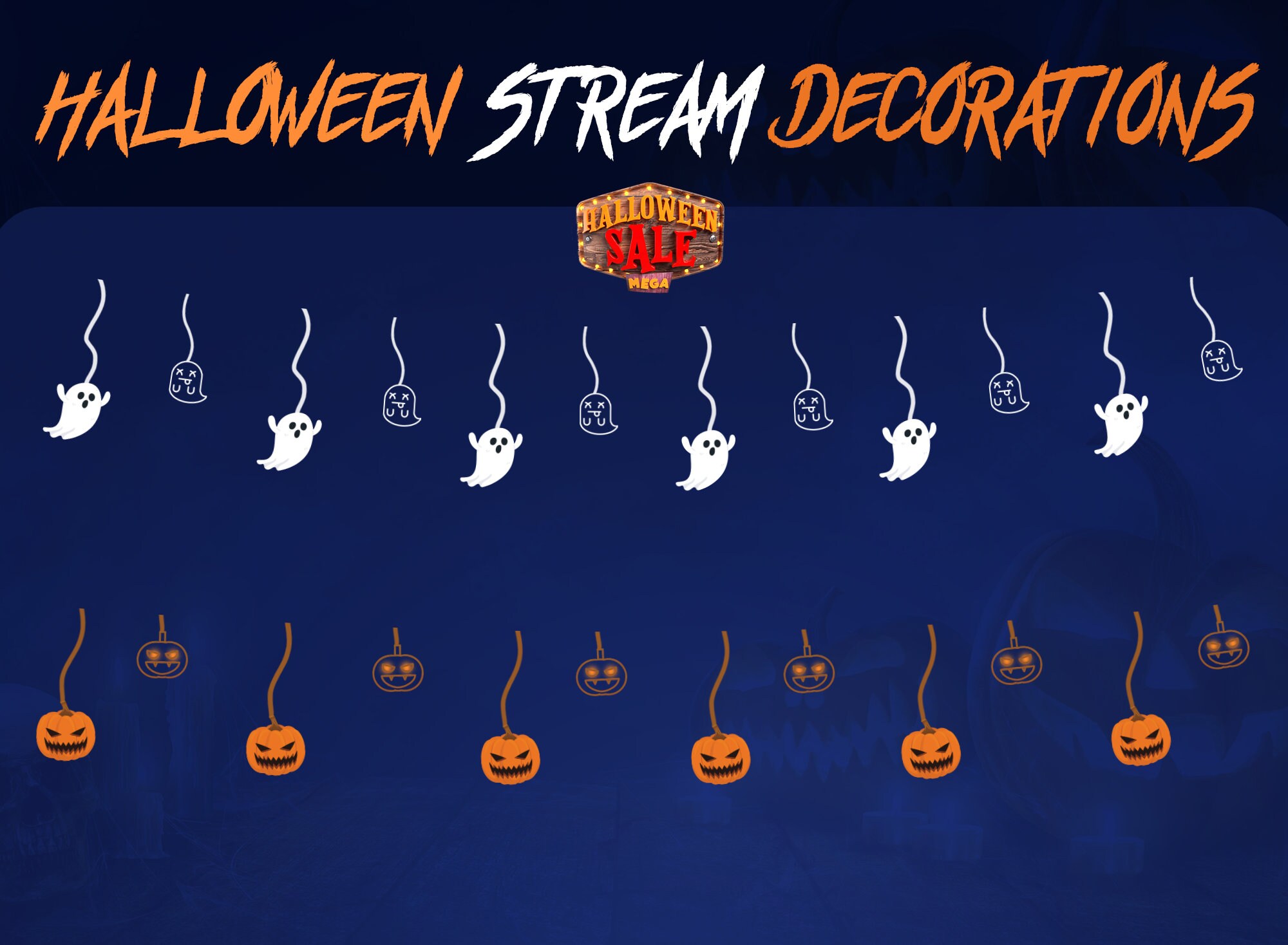 Cute Animated Pumpkin and Ghost Lights Halloween Stream Decoration ...