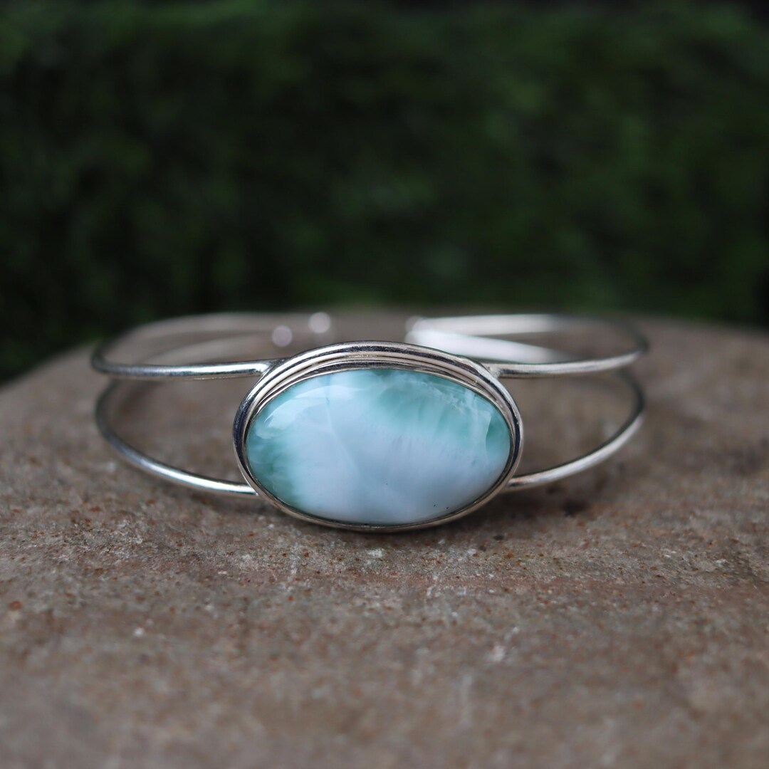 Larimar Bangle, 925 Sterling Silver Bangle, Larimar Bracelet ...