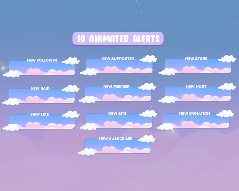ANIMATED Pastel Cloud Twitch Overlays, Stream Packs, Stream Scenes ...