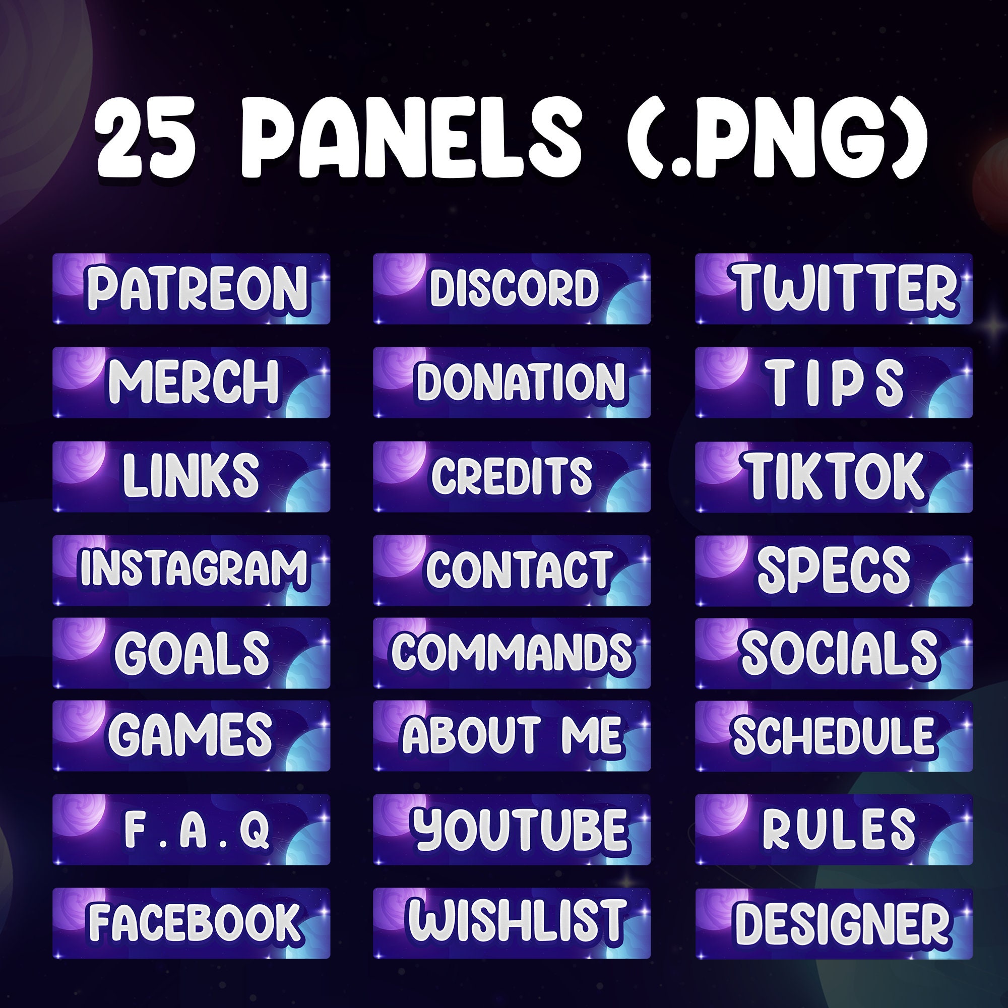 Twitch Space Stream Package Twitch Alerts Screens Panels Galaxy Stars ...