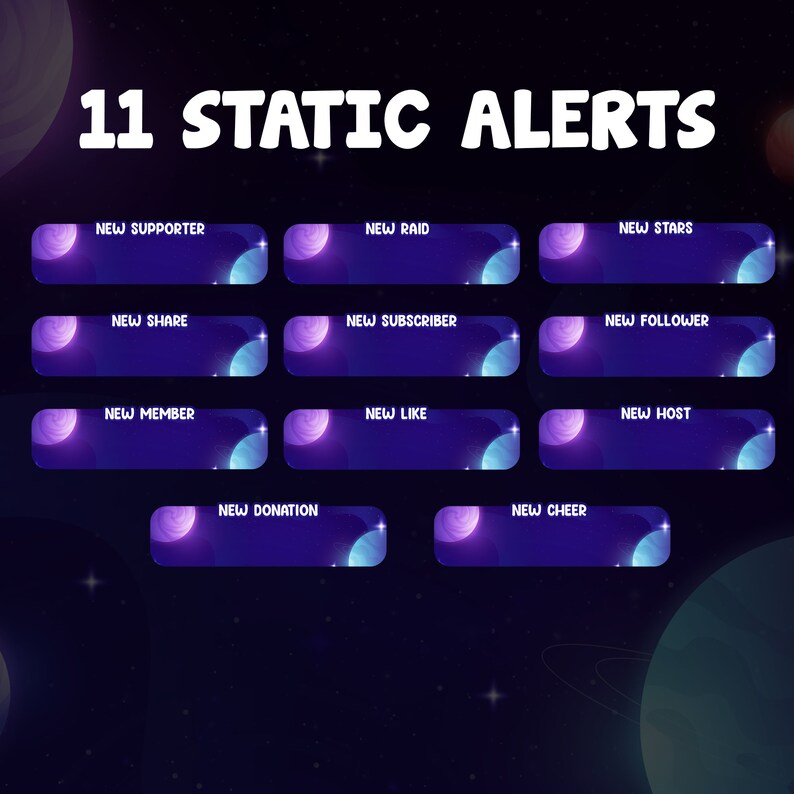 Twitch Space Stream Package Twitch Alerts Screens Panels Galaxy Stars ...