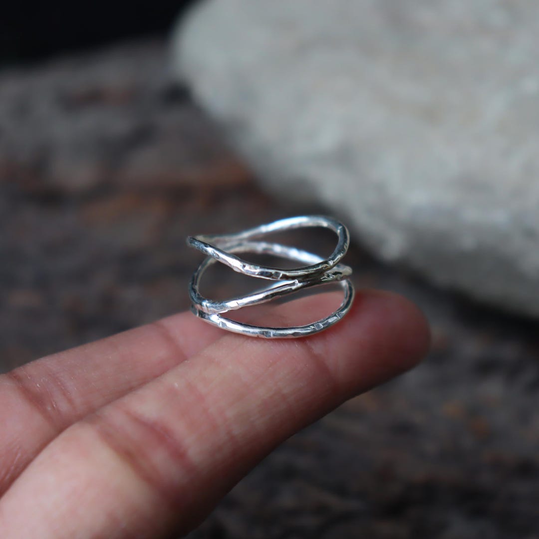 Multi Layered Band Ring, 925 Sterling Silver, Criss Cross Thumb Ring ...