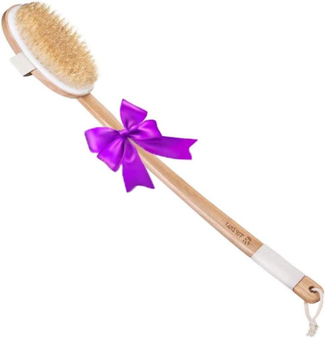 Extra Long 51cm Wooden Handle Body Back Scrubber Shower Brush for ...