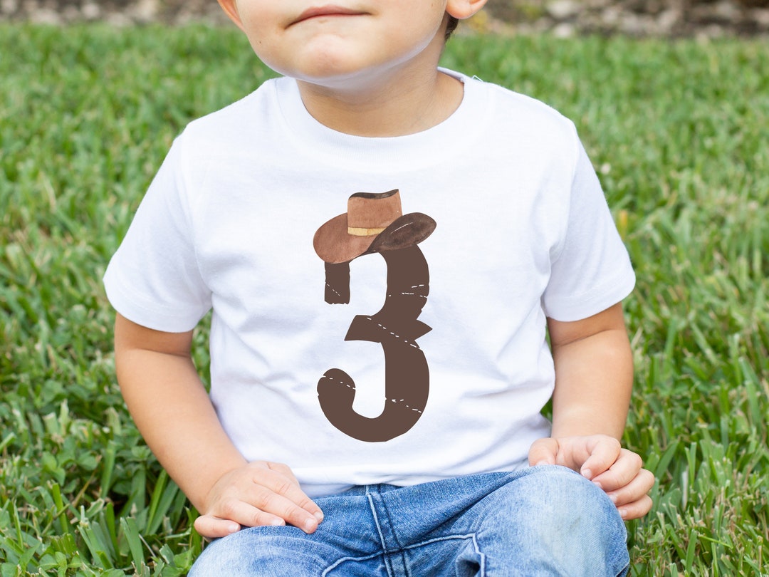 Cowboy Hat 3 Three 3rd Birthday T-shirt | Cow Boy Third Birthday Tee Shirt Tshirt - Etsy