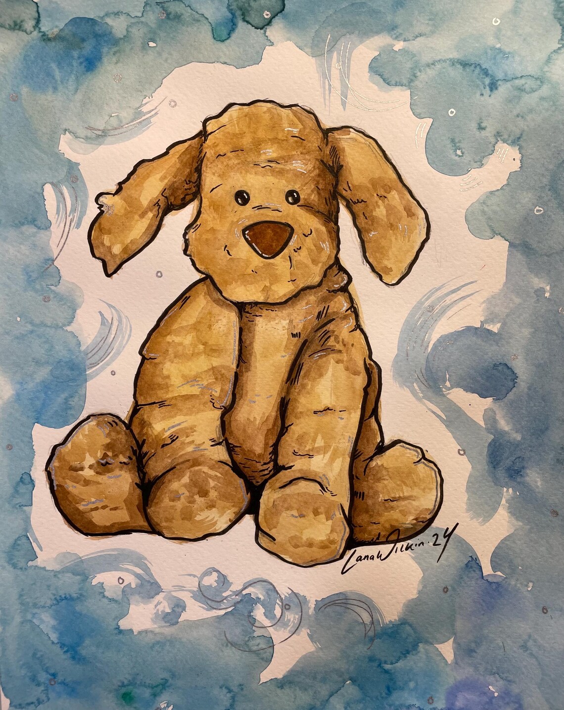 A4 Jellycat Fuddlewuddle Dog Watercolour Painting ORIGINAL - Etsy