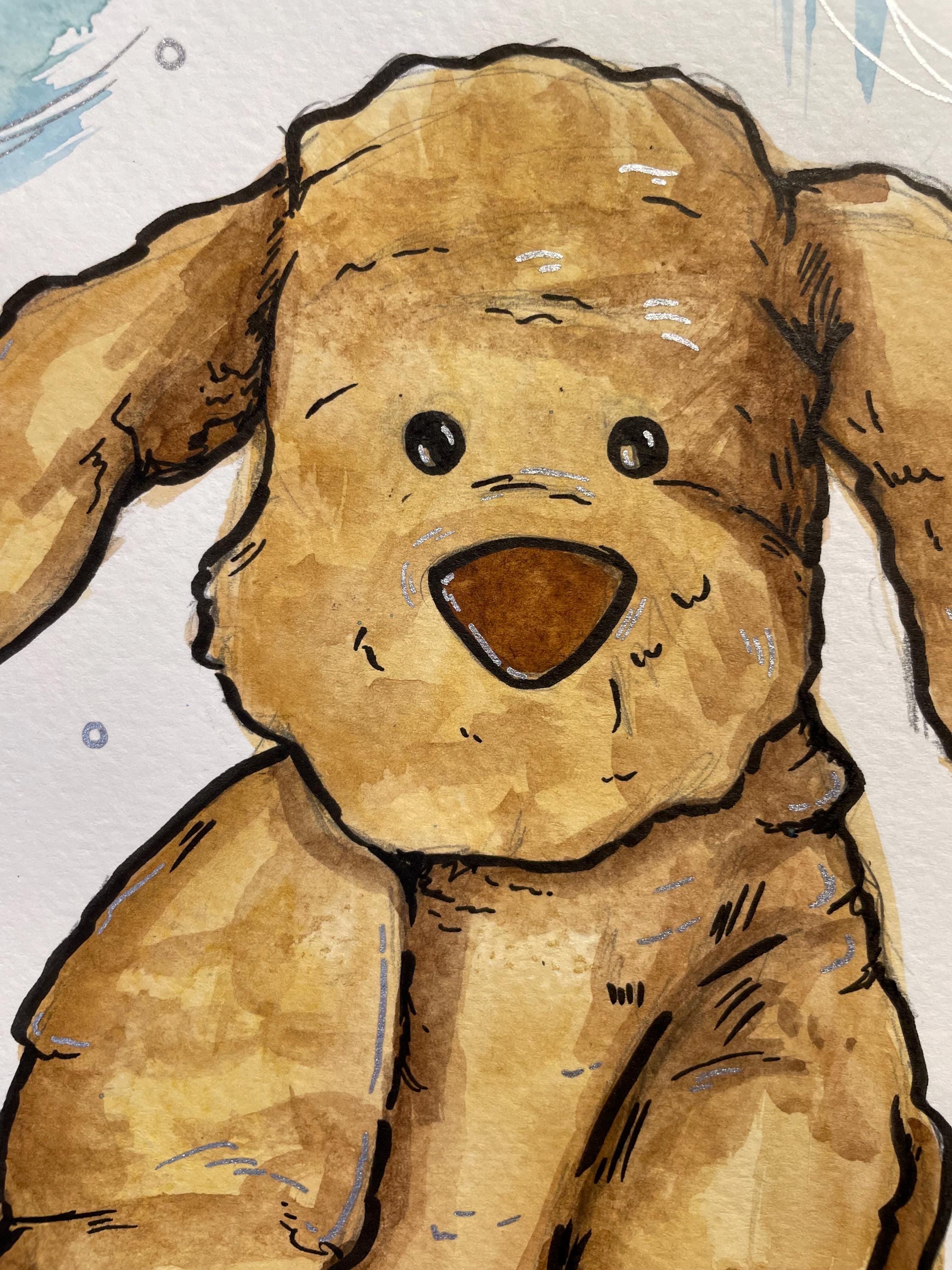 A4 Jellycat Fuddlewuddle Dog Watercolour Painting ORIGINAL - Etsy