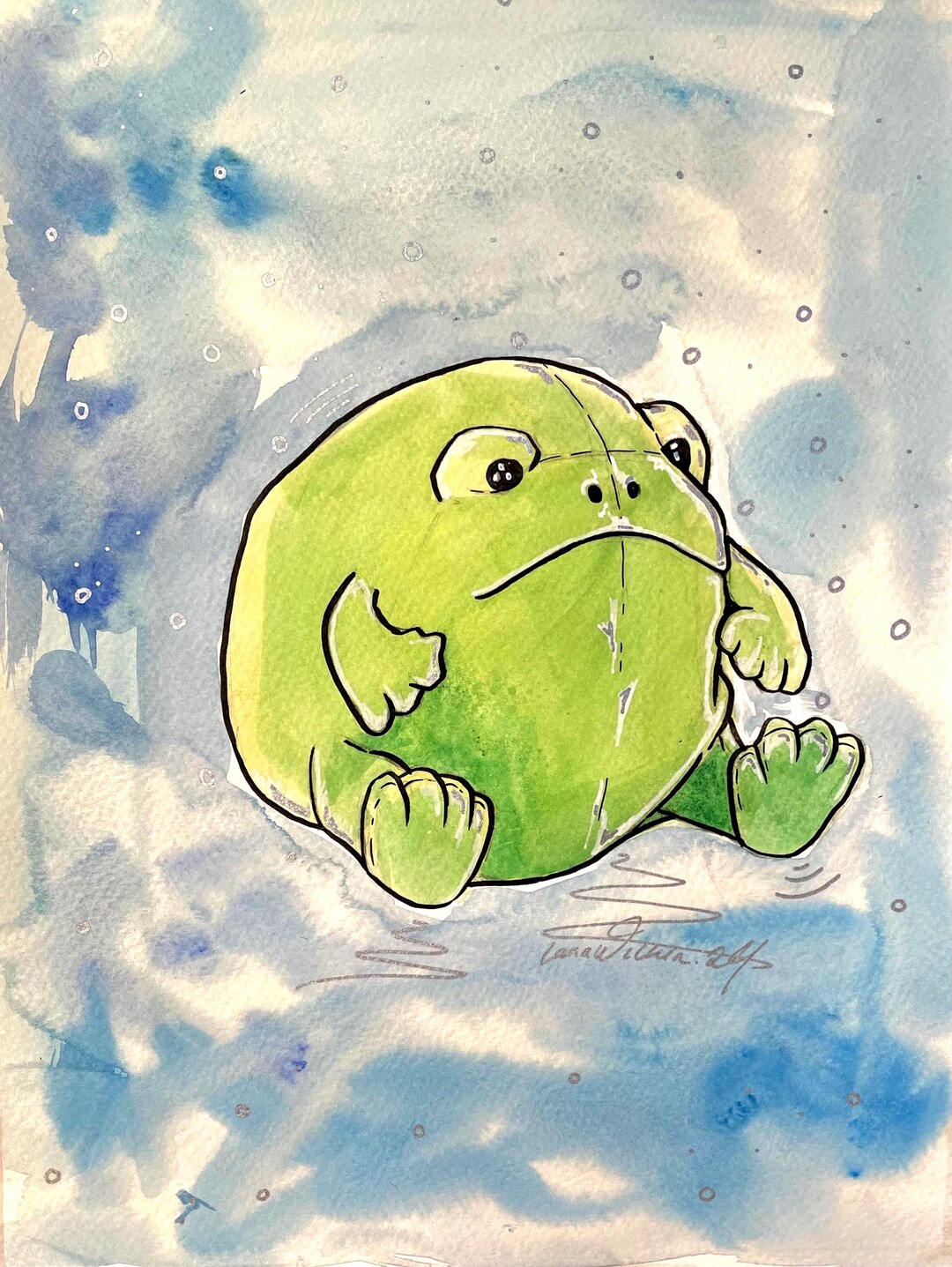 A4 Jellycat Ricky the Rain Frog Watercolour Painting ORIGINAL - Etsy