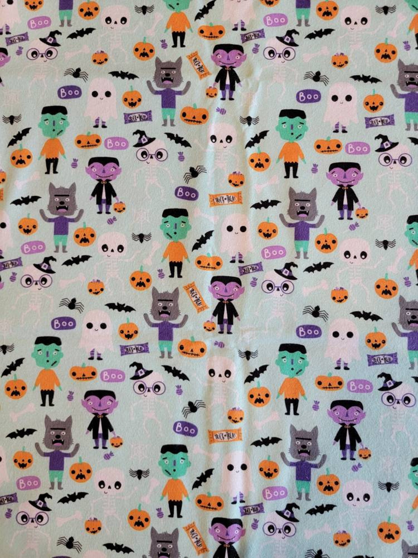 Cute Halloween Monsters Cotton Fabric, Holiday Cotton Quilting Fabric ...