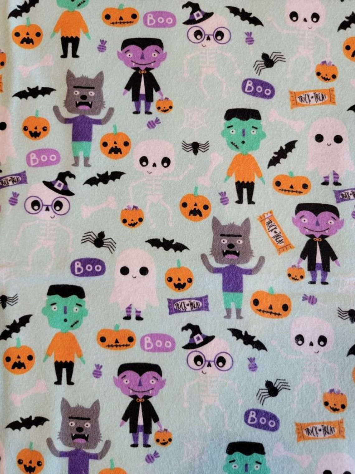 Cute Halloween Monsters Cotton Fabric, Holiday Cotton Quilting Fabric ...
