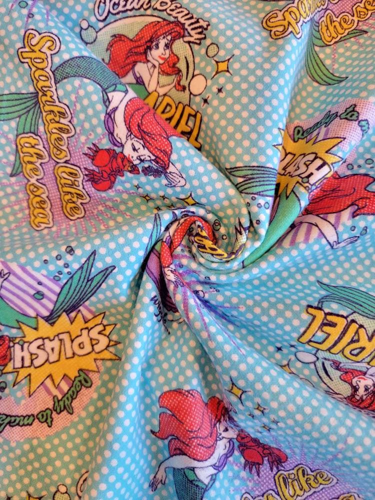 Little Mermaid Ariel Comic Cotton Fabric, Cotton Quilting Fabric, 100% ...