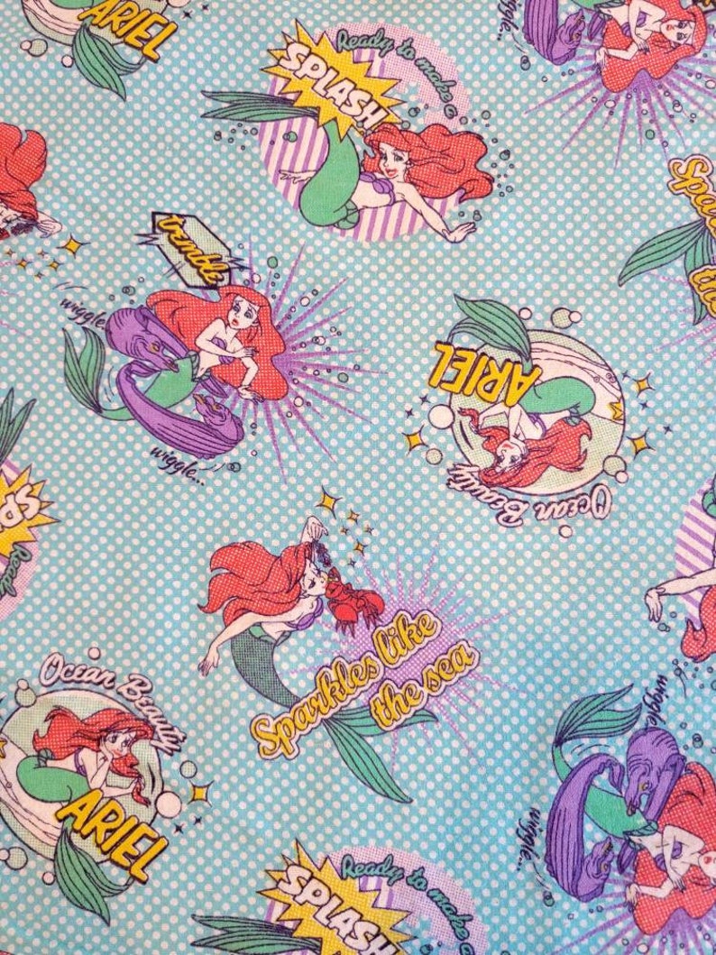 Little Mermaid Ariel Comic Cotton Fabric, Cotton Quilting Fabric, 100% ...