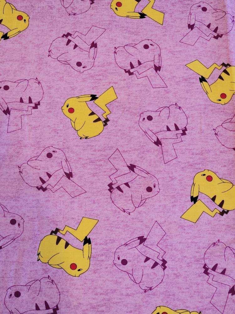 Pikachu on Purple Cotton Fabric, Pokemon Fabric, Cotton Quilting Fabric ...