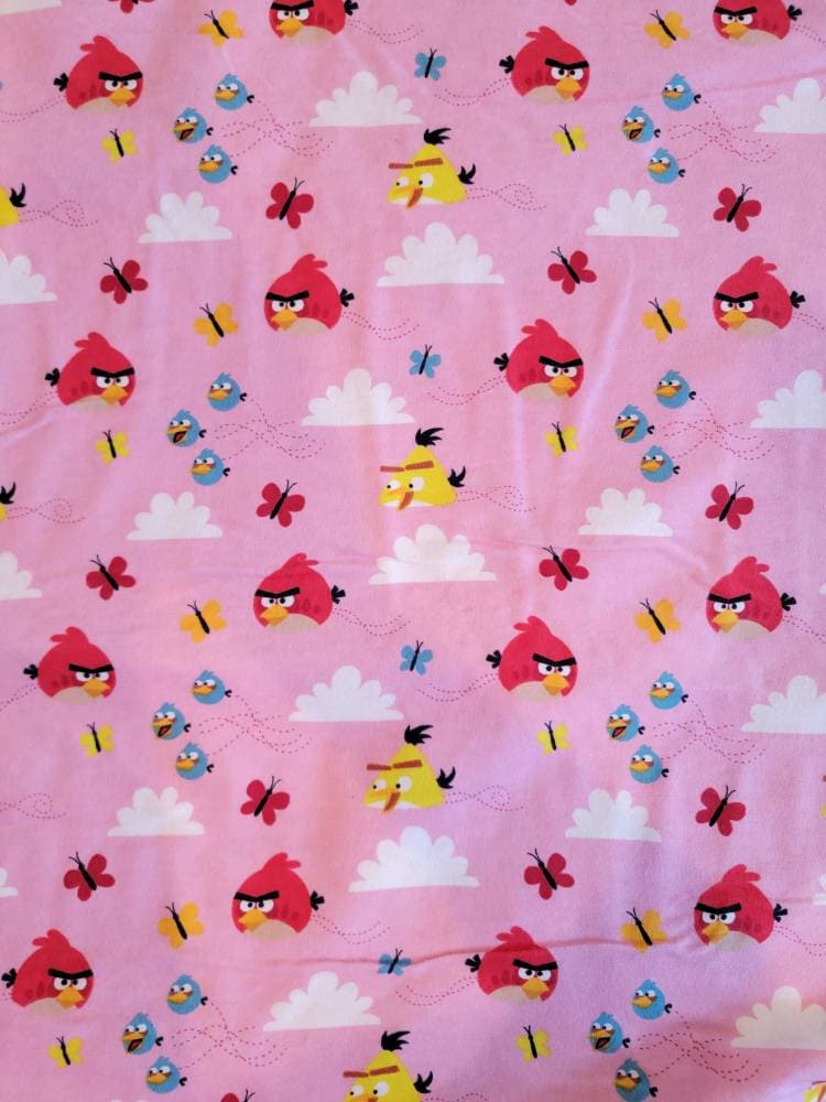 Angry Birds Float on Pink Cotton Fabric, Cotton Quilting Fabric, 100% ...