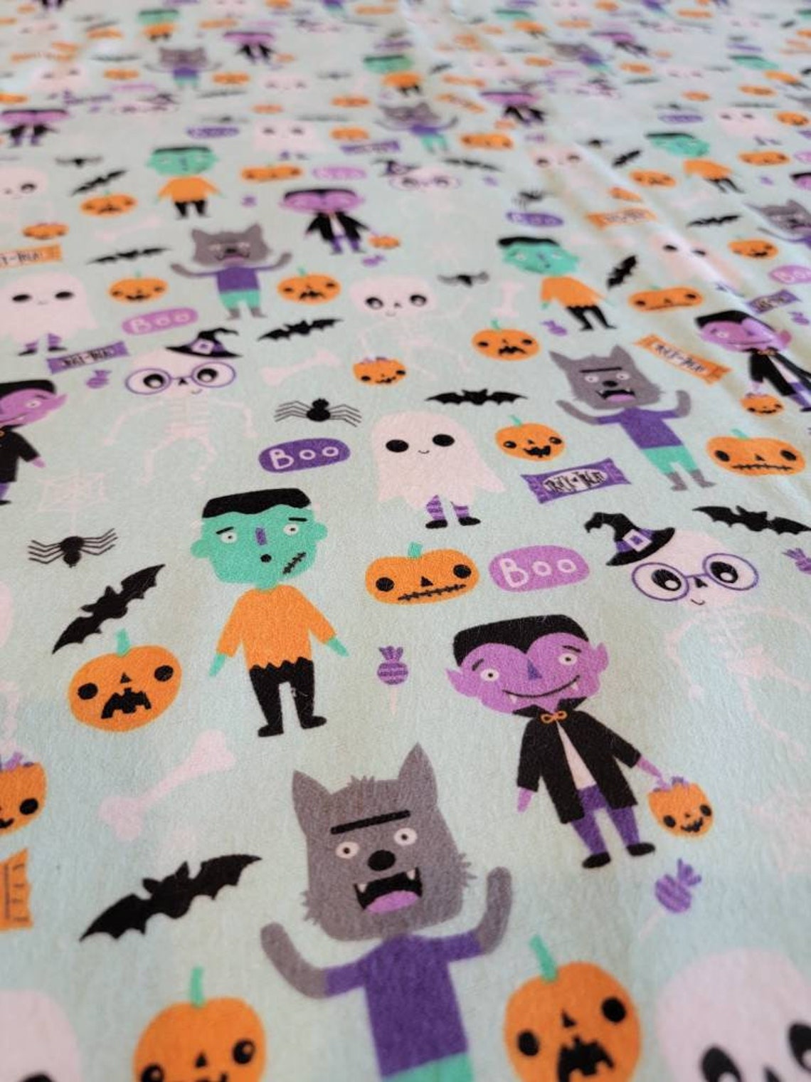 Cute Halloween Monsters Cotton Fabric, Holiday Cotton Quilting Fabric ...