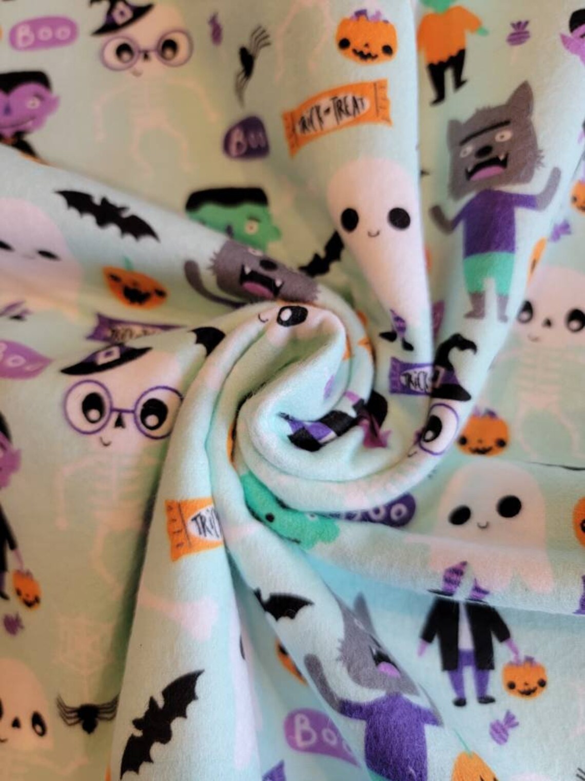 Cute Halloween Monsters Cotton Fabric, Holiday Cotton Quilting Fabric ...