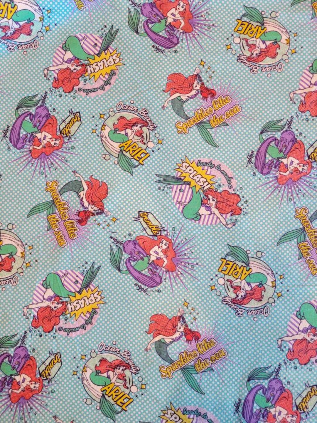 Little Mermaid Ariel Comic Cotton Fabric, Cotton Quilting Fabric, 100% ...